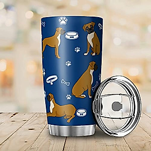 WmhrYpzhL Boxer Travel Mug Dog Pattern Coffee Mug Stainless Steel Insulated Tumbler For Ice Drinks＆Hot Beverage Gifts Boxer