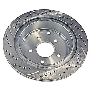 2pcs Disc Brake Rotor Set Rear Side Silver Zinc Plated Performance Drilled and Slotted PR41350DSZPR