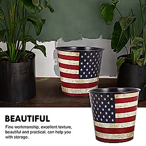Angoily Vintage Trash Can American Flag Trash Can Wastebasket Garbage Bin Retro Waste Toilet Paper Bin Basket for Bathroom Bedroom Office