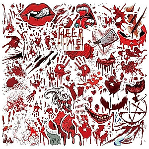 50 PCS Bloody Handprint Stickers,Horror Stickers for Halloween Decoration,Waterproof Vinyl Decals for Water Bottle Window Laptop,Halloween Party Favors for Teens Adults