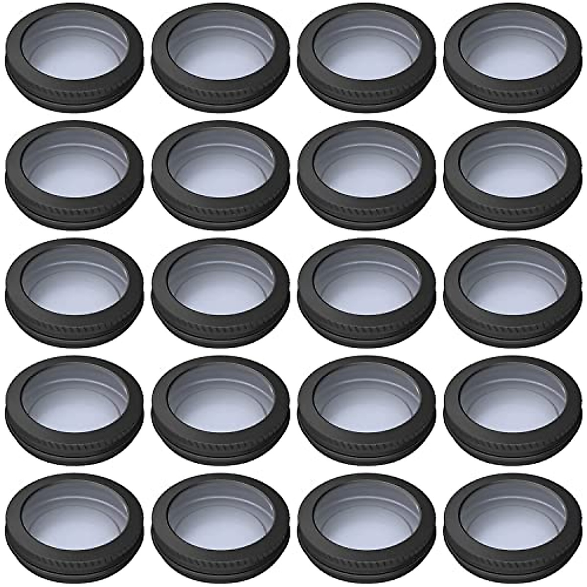 20 Pcs 2 Ounce Aluminum Tin Jar 60 ml Refillable Containers Clear Top Screw Lid Round Tin Container Bottle for Cosmetic,Lip Balm, Cream, Black