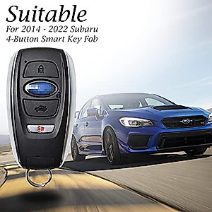Vitodeco Leather Keyless Remote Smart Key Fob Case Cover with a Key Chain Compatible for Subaru Forester, Impreza, Outback, WRX, BRZ, XV Crosstrek, Ascent 2014 - 2023 (4-Button, Black/Red)