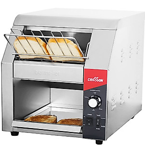 CROSSON ETL Listed Conveyor Toaster 450PCS/Hour 10" Wideness With 3" Opening Heavy Duty Commercial Toaster for Cafes,Buffets, Restaurants and Coffee shops-120V,1800W
