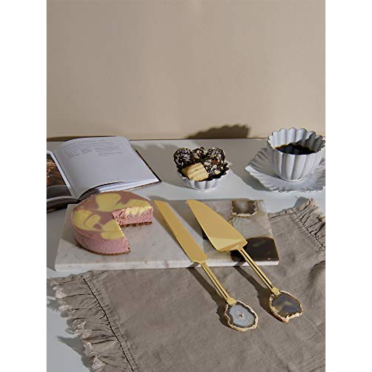 Best Home Fashion Agate Cake Serving Set - AGATE - 2.25” W x 10.0” L