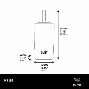 Built 16 fl oz Single-Walled Tritan Straw Seal Bedford Tumbler, Straw Lid Spill-resistant Travel Cup Keep Drinks Cold for Home Travel, Sea Glass