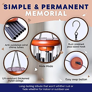 Uomey Memorial Wind Chimes for Loss of Loved One in Memory with Relaxing Tones - Sympathy Gifts Wind Chimes for Outside - Weather Resistant Memorial Gifts for Mother and Father Loss - 32"