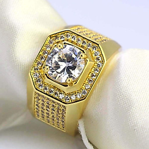 2 Rings His and Hers Couple Rings Bridal Sets Yellow Gold Filled Heart Cz Womens Wedding Ring Sets Man Wedding Bands