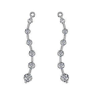 Central Diamond Center Earring Jacket in Sterling Silver made with Pure Brilliance Zirconia - Platinum Plated