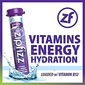 Zipfizz Energy Drink Mix, Electrolyte Hydration Powder with B12 and Multi Vitamin, Grape 20 Count (Pack of 1)