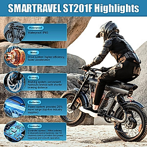 SMARTRAVEL 20" Fat Tire Electric Bike with Removable 48V 23.2 Ah Lithium Battery, 1200W Electric Bicycle E-Bike Ebike Regenerative Cool Motorcycle, with Free Bicycle Riding Accessories for Women Men