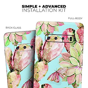 DesignSkinz Watercolor Cactus Succulent Bloom V3 Protective Vinyl Decal Wrap Skin Cover Compatible with The Samsung Galaxy S20 (Screen Trim & Back Glass Skin)