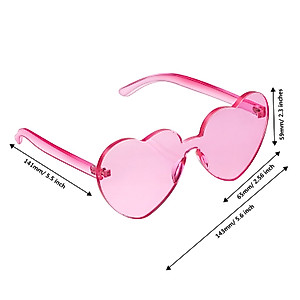 Maxdot Heart Shape Sunglasses Rimless Transparent Heart Glasses Colorful Party Favors