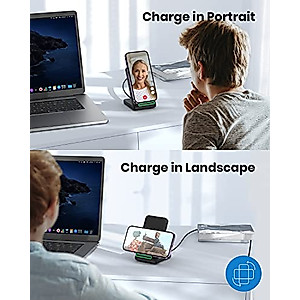 GEEKERA Wireless Charger, 2 Pack Wireless Charging Stand, Qi-Certified Charging Station for iPhone 13/12/11/Pro/Pro Max/Mini/X/Xr, Wireless Charging Station for Samsung Galaxy Series (With AC Adapter)