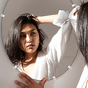 Mirror Holder Clips, 25 Sets Mirror Mounting Clips Kit, Glass Mirror Frame Retainer Clips, Mirror Brackets Mirror Hanger Clips for Frameless Mirror, Mirror Hanging Hardware with Screws for Wall Door