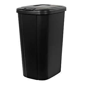 Generic 13.3 Gallon Trash Can, Plastic Touch Top Kitchen Trash Can, Black (2 Pack)