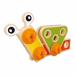 Hape Wooden Basic Building Play Set| Educational Wooden Construction Toys for Kids