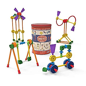 TINKERTOY - Retro Building Tin - 100 Parts - Collectible, Nostalgic Construction Toy, Great for Kids, Toddlers, Boys, Girls, Ages 3+