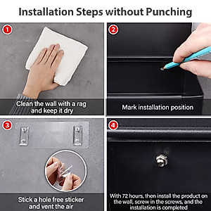 Toilet Paper Holder with Phone Shelf, Multifunctional Tissue Holder with Wipes Dispenser, Stainless Steel Tissue Roll Adhesive or Screw Wall Mounted Storage for Washroom Bathroom Organizer, Black