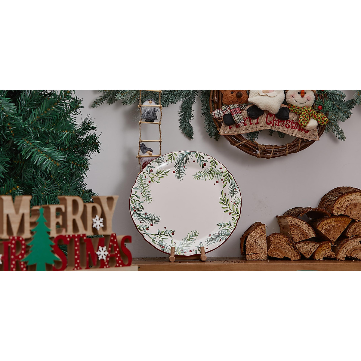 Bico Santa On The Way 11 inch Dinner Plates, Set of 4, for Pasta, Salad, Maincourse, Microwave & Dishwasher Safe
