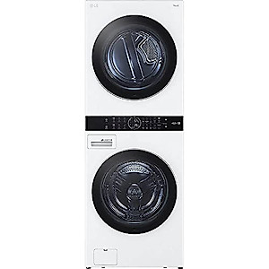 LG WKEX200HWA Compact 2 in 1 Laundry and Dryer Combo 27 Inch Washing machine 6 cycles, Laundry Center, Energy Star Certified, Washtower, Wrinkle Free, Wifi and Turbosteam technology with sensor for house and apartment in white