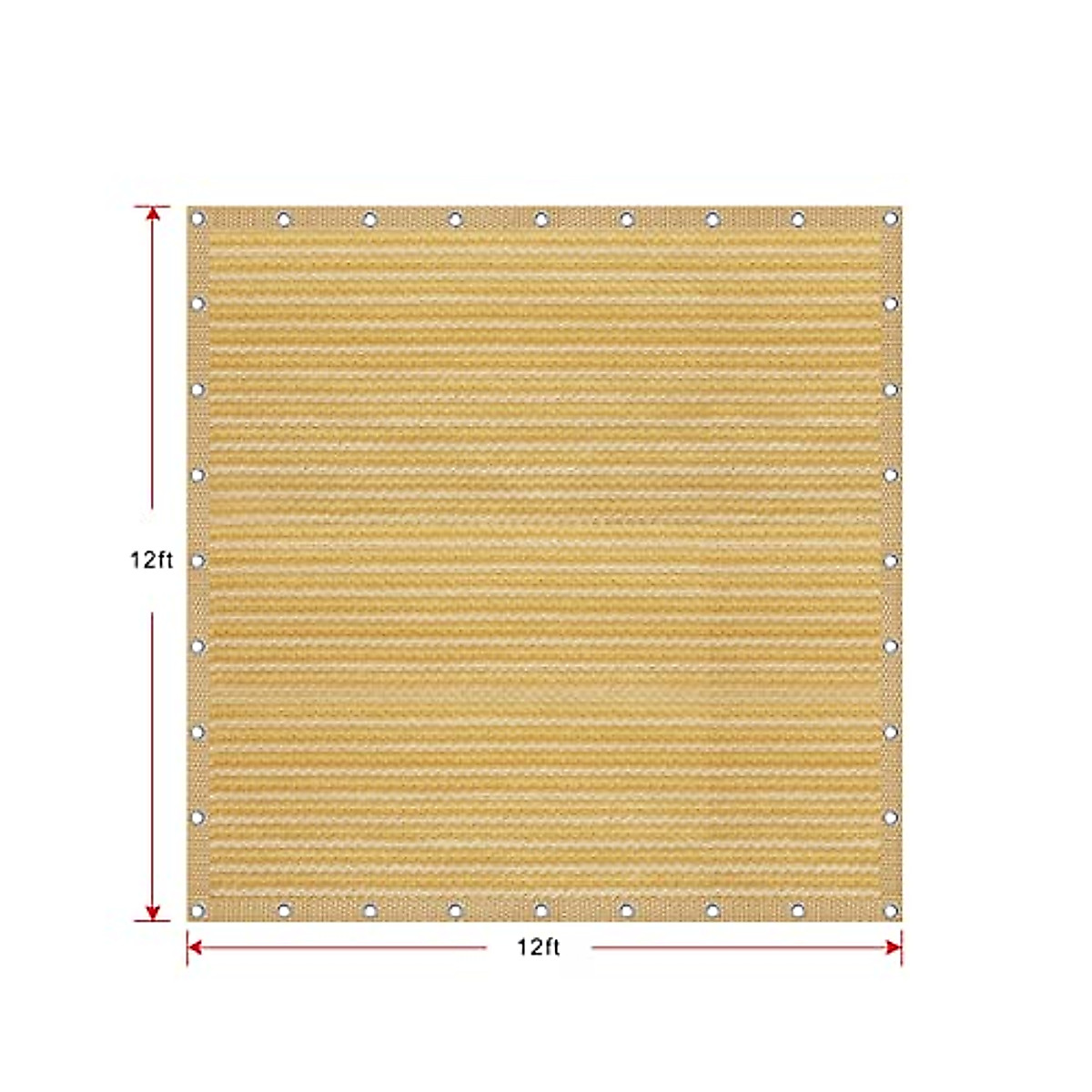 Shatex 90% Shade Fabric 12x 12ft Sun Shade Cloth with Grommets for Pergola Cover Canopy Wheat, 12 Bungee Balls