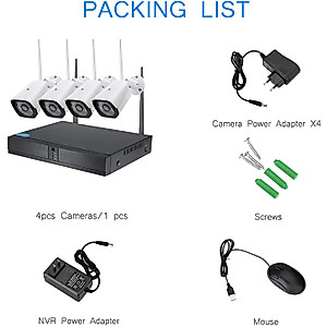 Eversecu 4CH Smart Wireless Security Camera System 4pcs 2K 3MP Outdoor Cameras & DVR Kit Support Face Capture/Record&Playback, Line Crossing/Intrusion Detection, Smartphone PC Remote View