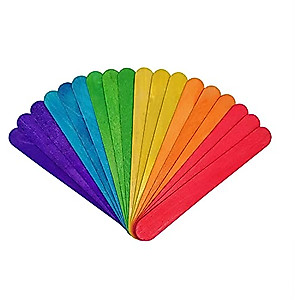 6” 100 Pcs Colored Jumbo Wooden Craft Sticks Wooden Popsicle Colored Craft Sticks Stick 3/4”Wide Treat Sticks Ice Pop Sticks for DIY Crafts，Home Art Projects, Classroom Art Supplies