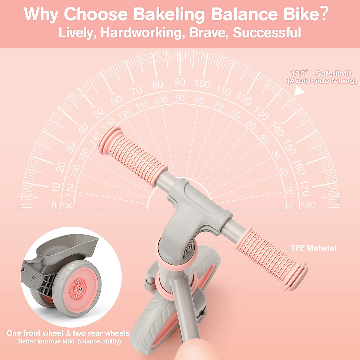 Bakeling Balance Bike - Toddler Bike,Pink Tricycles for 2-4 Year olds,Baby Balance Bike,Toddler Balance Bike,Kids Balance Bike,Baby Bike,Ride on Toys for 2-4 Year Old,Kids Bikes,Toddler Toy