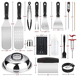 Griddle Accessories Kit, 121 Pcs Griddle Grill Tools Set for Blackstone and Camp Chef, Professional Grill BBQ Spatula Set with Basting Cover, Spatula, Scraper, Bottle, Tongs, Egg Ring