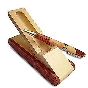 Luxury Wooden Ballpoint Pen Gift Set with Business Pen Case Display, Nice Writing Pen with Box and Gel Ink Refills