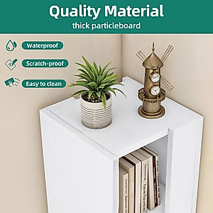 YITAHOME Bookcase Corner Bookshelf, Small 4-Tier Rotating Bookshelf, 360 Display Bookcase Spinning Tower Narrow Shelf Organizer Storage Showcase Cabinet for Living Room, Study Room, White