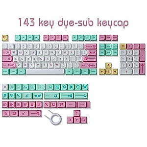 Tsungup PBT Keycaps, XDA Profile Keycaps 143 Keys Dye Sublimation Fairy Customized Keycaps for ANSI Layout Cherry MX Switches Mechanical Keyboards
