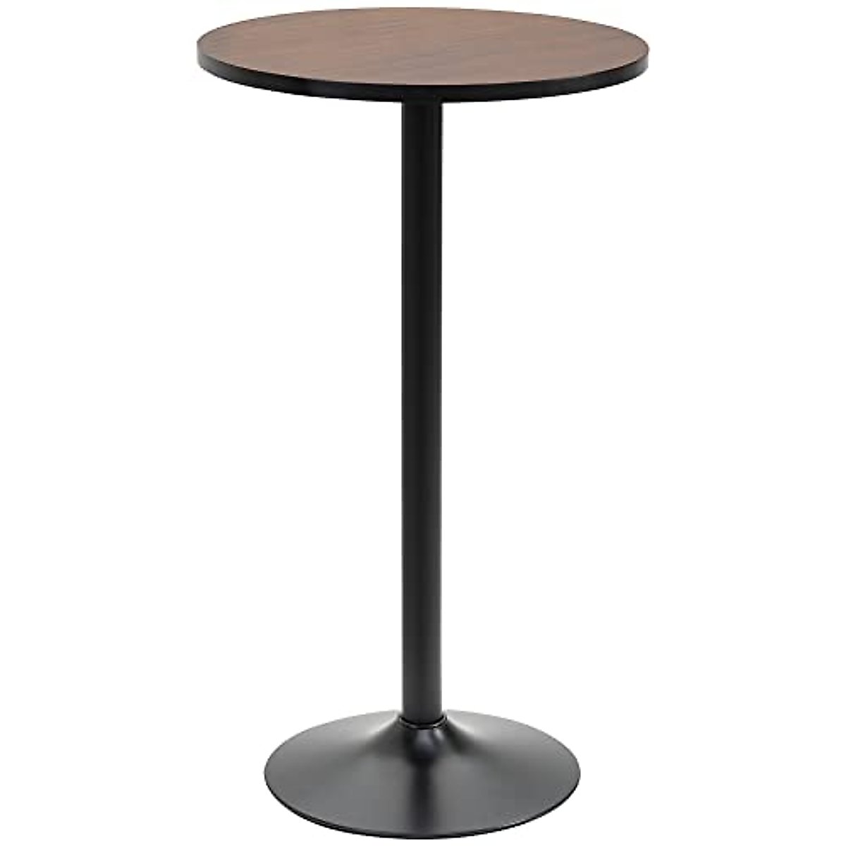 HOMCOM 42" H Bar Height Round Bar Table, Rustic Industrial Pub Table, Elm Wood Top Bistro Table with Metal Base