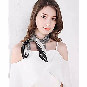 ANDANTINO 100% Real Mulberry Silk Scarf -21'' x 21''- Lightweight Neckerchief –Women Men Small Square Digital Printed Scarves (Earth Tone-Check)