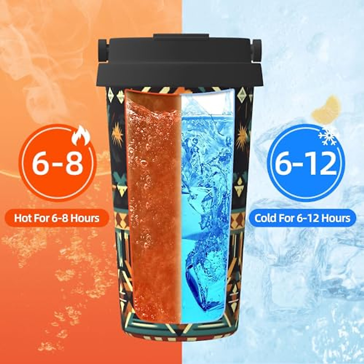WANGZHAO Native American Patterns Print Double Wall Stainless Steel Vacuum Insulated Tumbler Cup Home Thermal Cup