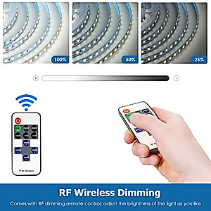 Galgreen LED Strip Lights with Dimmable Remote & Adapter, 16.5ft Smart Led Lights for Bedroom, Bright 600 LEDs 6500K LED Light Strip, Strong Adhesive Cuttable for Kitchen Cabinet, DaylightWhite