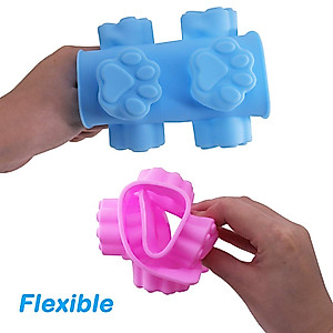 4 Packs Silicone Dog Paw Mold and 3 Packs Stainless Steel Bone Cookie Cutter, SourceTon Assorted Sizes Dog Bone Biscuit Cookie for Homemade Treats and Cat Animal Paw Ice Candy Chocolate Baking Mold