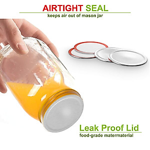 Mason Jar Lids Regular Mouth Canning Lids for Ball, Kerr Jars - 24-Count Split-Type with Leak proof & Airtight Seal Features, Metal Mason Jar Lids for Canning - Food Grade Material, Silver/70 MM