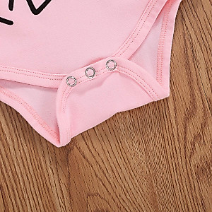 ClickMeForMoreProducts Daddy's Little Girl Newborn Baby Girl Clothes Long Sleeve Romper Leopard Pants Headband 3 Piece Outfits Set (Pink A, 0-3 Months)