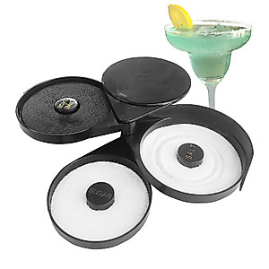 3-Tiers Margarita Salt Rimmer Set,Margarita Rim Sugar Set, Salt and Sugar Container for Bar, Bar Tools,Cocktail Accessories, Bartender Mountings