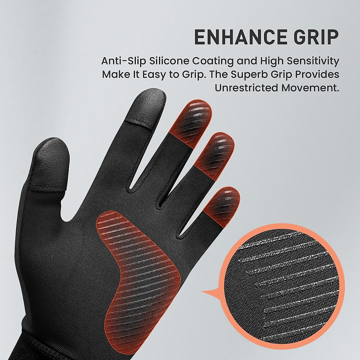 FINGER TEN Winter Gloves Touchscreen for Kids Boys Girls Running Thermal Gloves for Cold Weather, Youth Lightweight Warm Touch Screen Gloves for Hiking Skating Football (Black, Small)