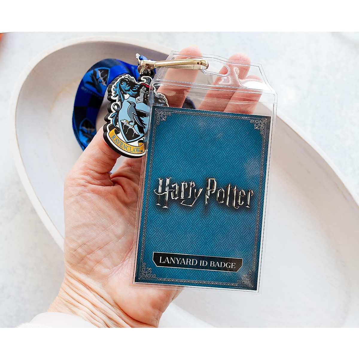 Harry Potter Ravenclaw 22-Inch Strap Lanyard With ID Badge Holder and Crest Charm | Vertical Nametag With Clear Window