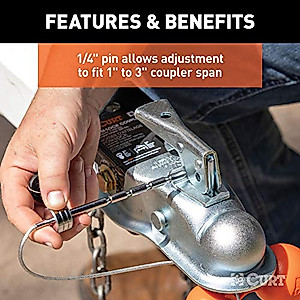 CURT 23082 Universal Tri-Ball Trailer Coupler Lock, Fits 1-7/8, 2, 2-5/16-Inch, Orange