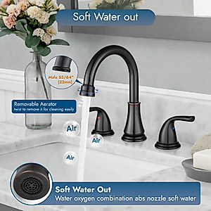 Cinwiny 3 Hole Bathroom Faucet 8 inch Vanity Widespread Sink Faucet 2 Handles Deck Mounted Basin Mixer Tap with Pop up Drain,Oil Rubbed Bronze