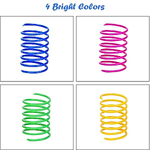 ISMARTEN 100 Pack Pet Wide Colorful Springs Cat Toys Plastic Coil Spiral Springs for Cat Kitten Pets (Random Color)