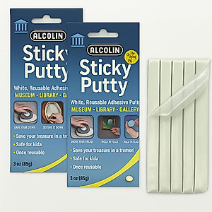 Sticky Putty- Reusable Museum & Gallery Quality Adhesive Putty,- 2 Pack
