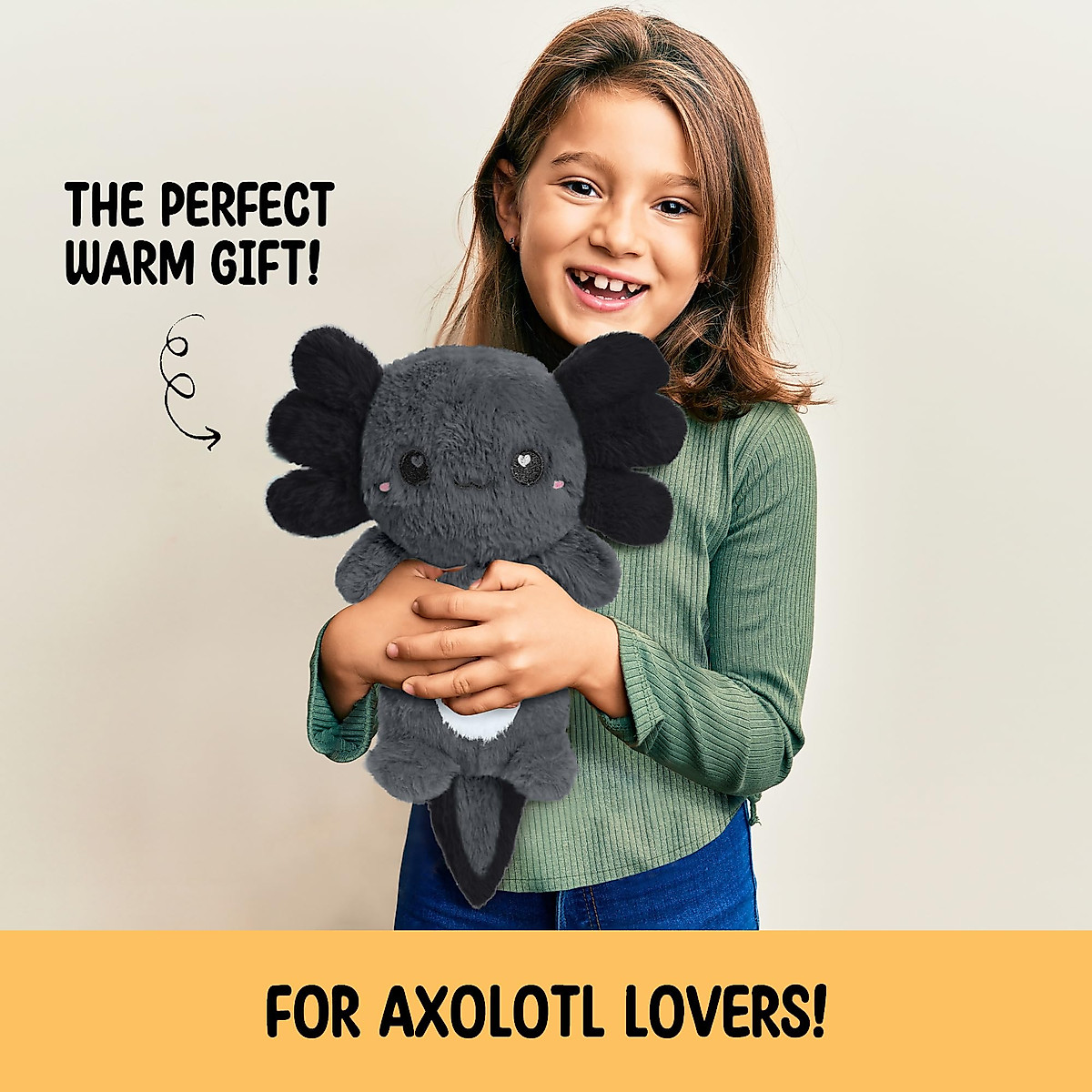 Axolotl Microwavable Unscented Heating Pad for Women and Kids- Cute Soft Cozy Pillow Plush Heatable Warm Stuffed Animals - Kawaii Hot and Cold Plushie Food Toy - Axolotl Gifts for Girls and Boys