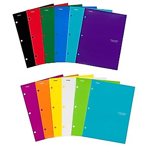 Five Star Pocket Folders, 4-Pocket, 12-1/2" x 9-1/2", Assorted Colors, 12 Pack
