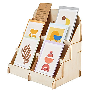 SUPERFINDINGS 6 Shelves Wooden Card Display Stand Self-Installing Business Card Display Rack Mini Craft Show Case Sticker Tape Organiser 30x20x30cm