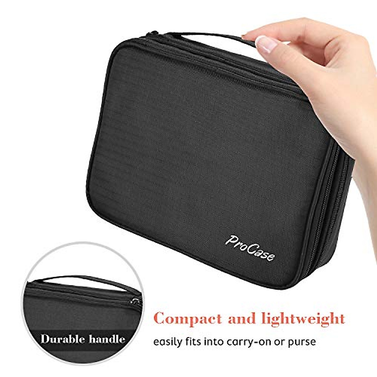 ProCase Travel Jewelry Case Organizer Bag, Ideal Gift for Women Girls Christmas Valentine's Day, Soft Padded Jewelry Carrying Pouch Portable Storage Box Holder for Earrings Rings Necklaces Bracelets Chains